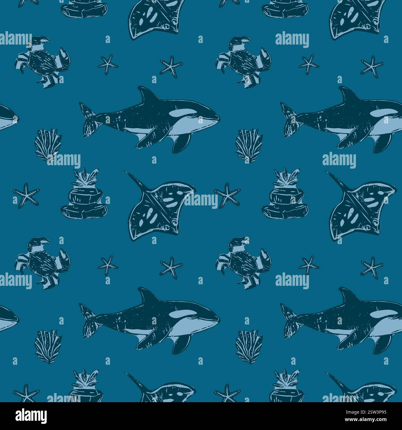 Stingray in blue sea Stock Vector Images - Alamy