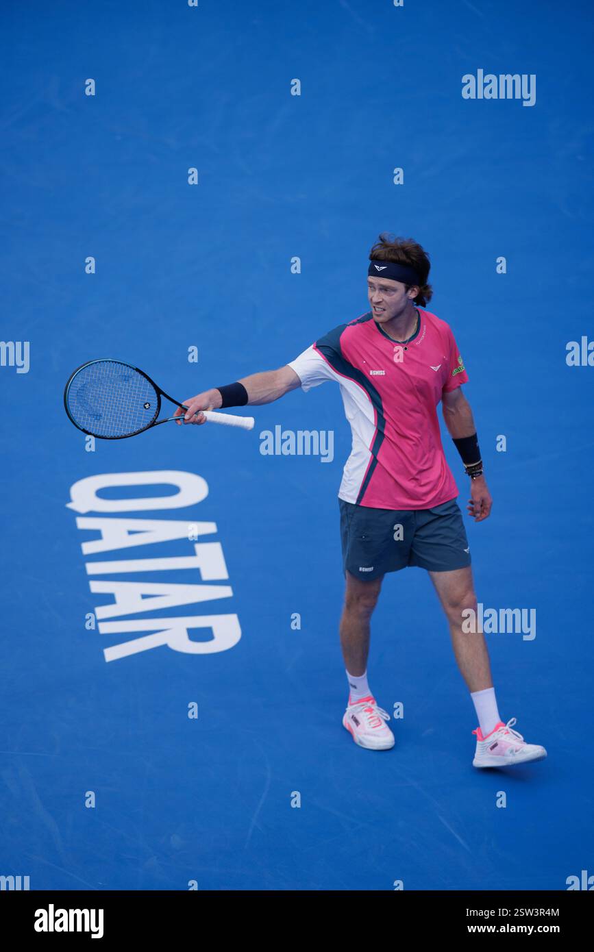 Doha, Qatar, 20/02/2025, Andrey Rublev of Russia during the 2025 Qatar ...