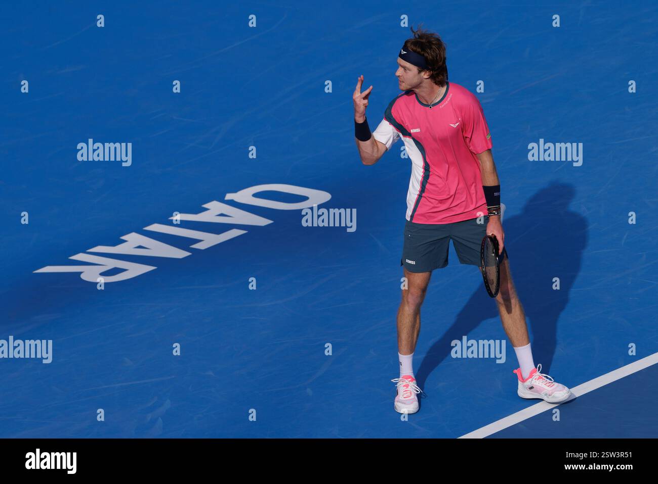 Doha, Qatar, 20/02/2025, Andrey Rublev of Russia during the 2025 Qatar ...