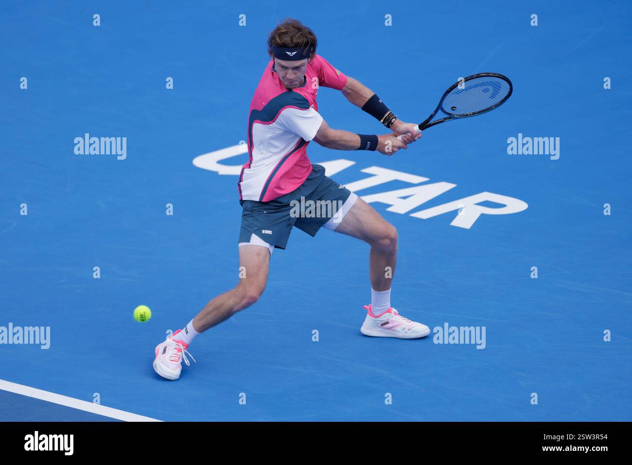 Doha, Qatar, 20/02/2025, Andrey Rublev of Russia during the 2025 Qatar ...