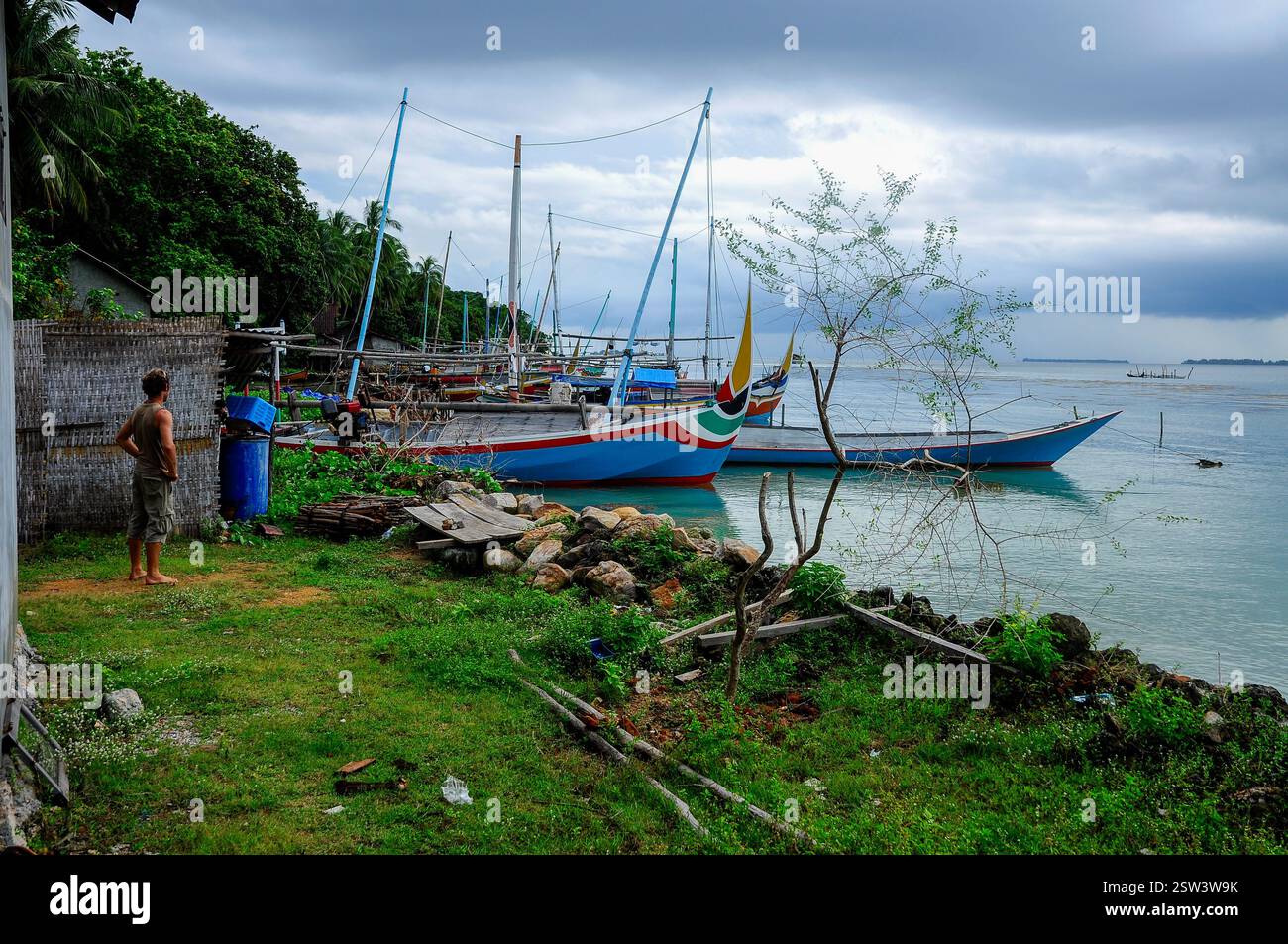 A colourful traditional small fishing boats on Karimunjawa island ...