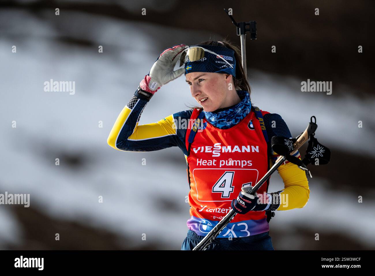 250220 Ella Halvarsson of Sweden during zeroing ahead of single mixed ...