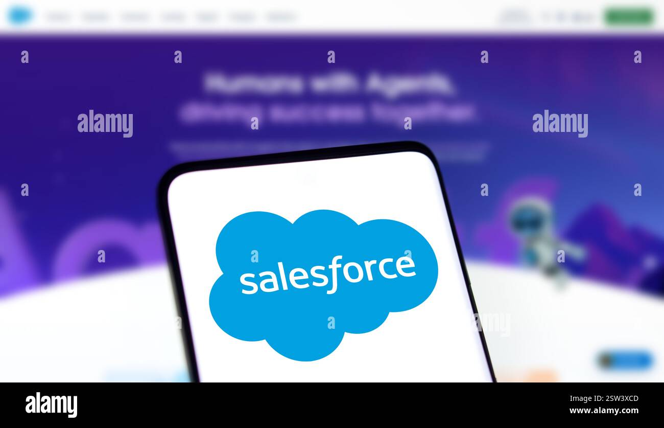 Dhaka, Bangladesh- 14 Sep 2024: SalesForce logo is displayed on ...