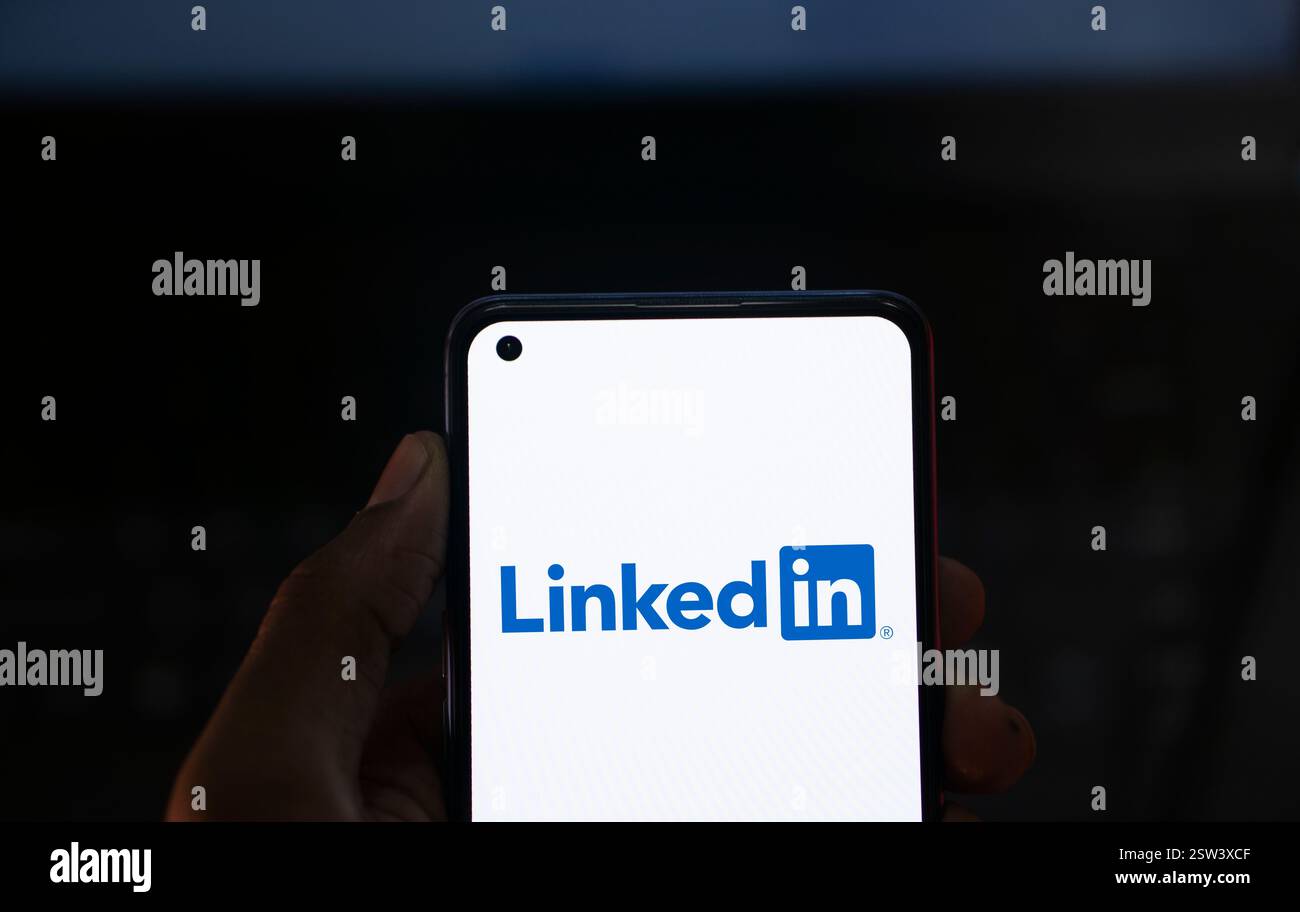 Dhaka, Bangladesh- 14 Sep 2024: Linkedin logo is displayed on ...
