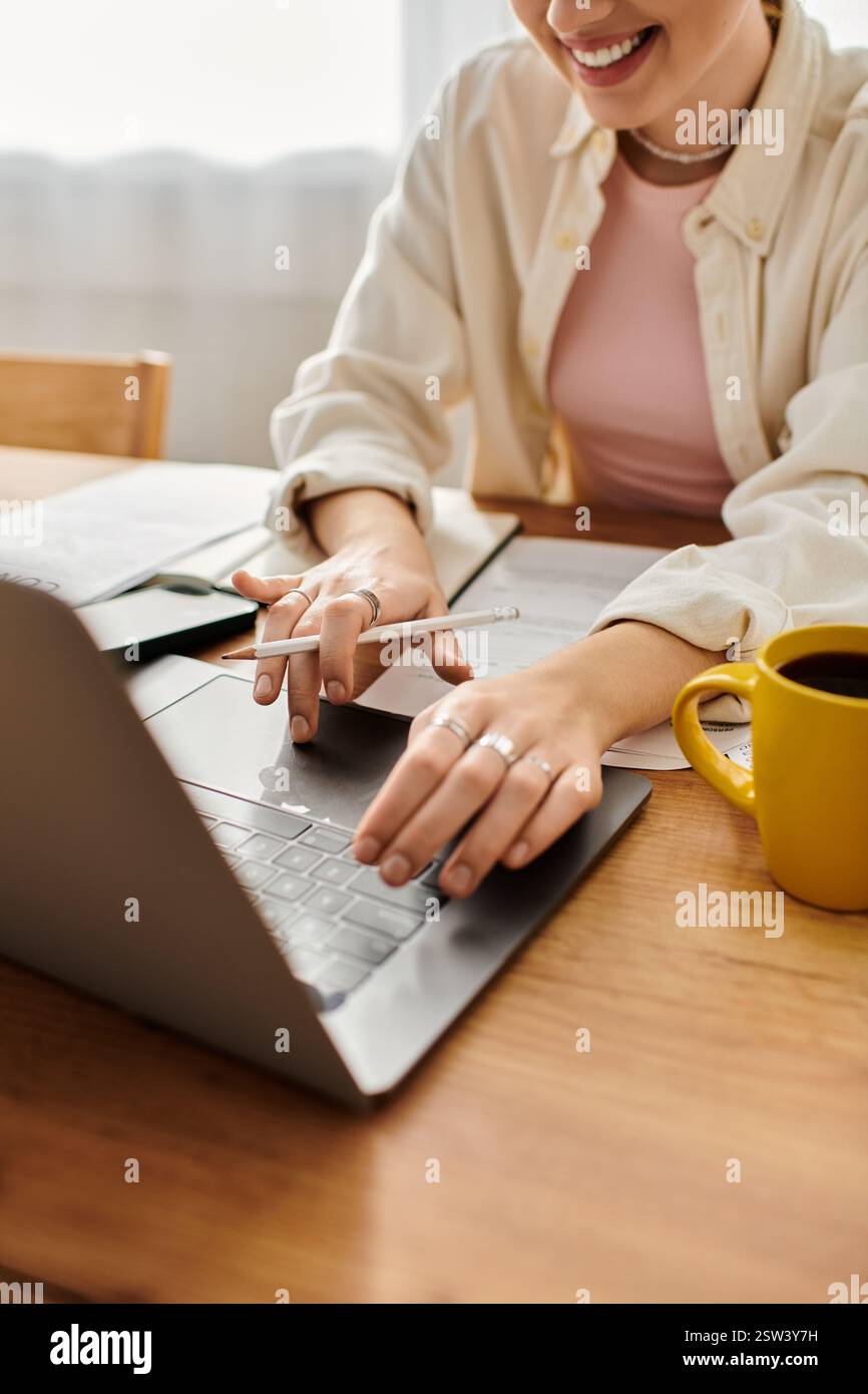 Cheerful woman in cozy space hi-res stock photography and images - Alamy