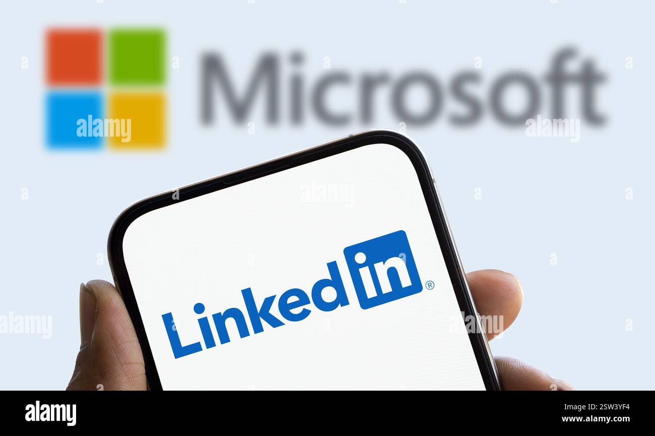 Dhaka, Bangladesh- 14 Sep 2024: Linkedin logo is displayed on ...