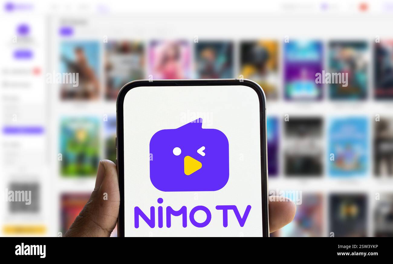 Dhaka, Bangladesh- 15 Sep 2024: Nimo TV logo is displayed on smartphone ...