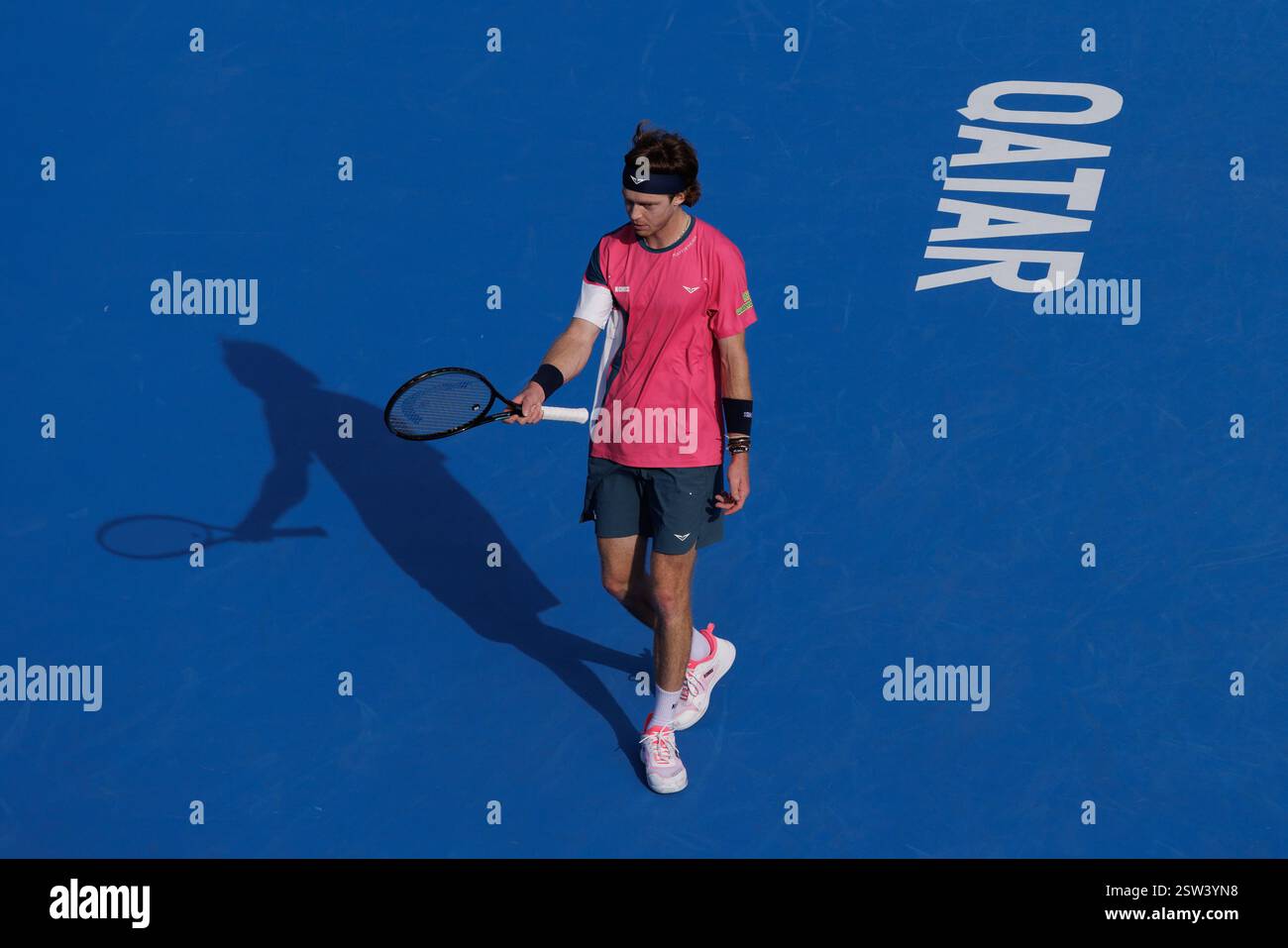 Andrey Rublev of Russia during the 2025 Qatar ExxonMobil Open, ATP 500 ...
