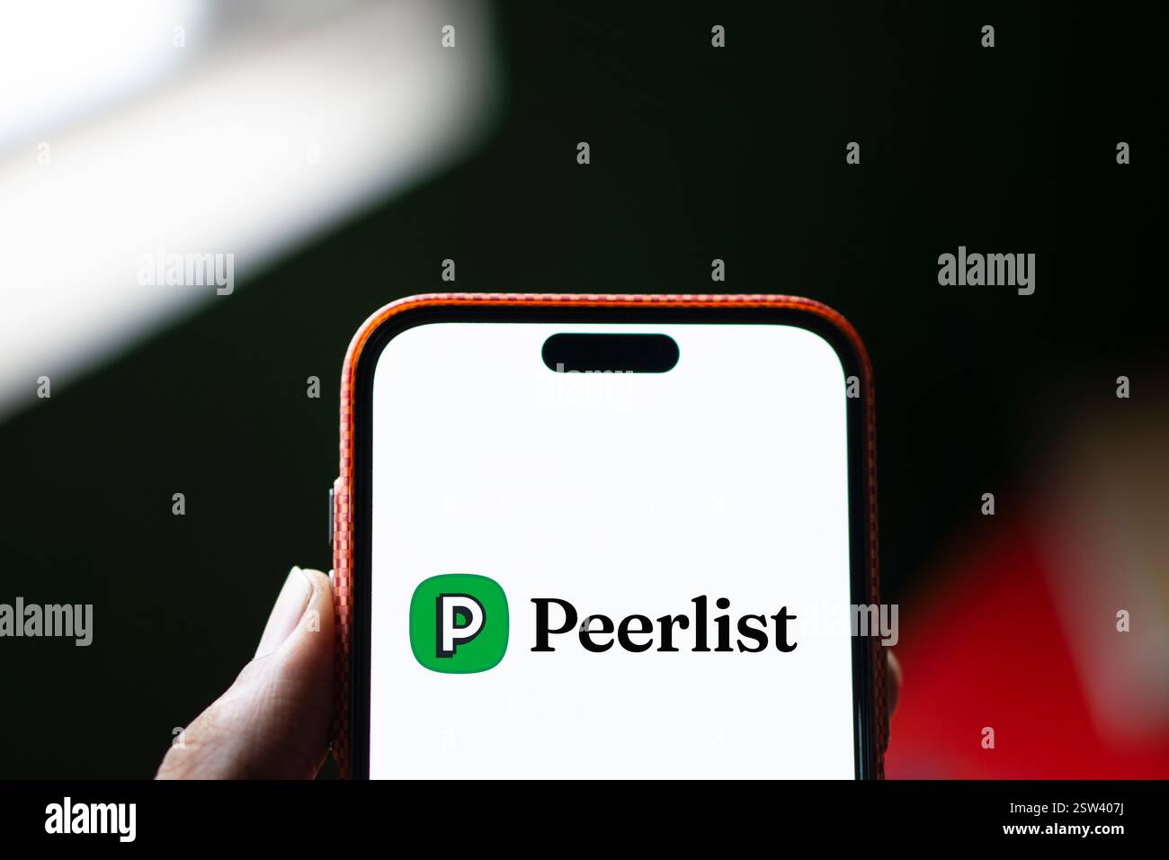 Dhaka, Bangladesh- 16 Sep 2024: Peerlist logo is displayed on smartphone. Peerlist is a ...