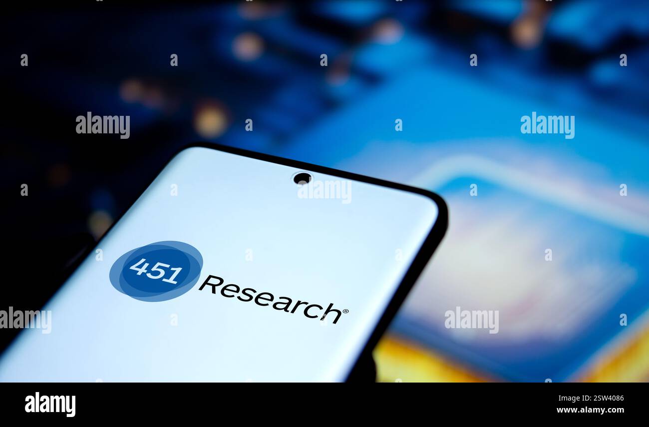 Dhaka, Bangladesh- 16 Sep 2024: 451 Research logo is displayed on smartphone. 451 Research is a ...