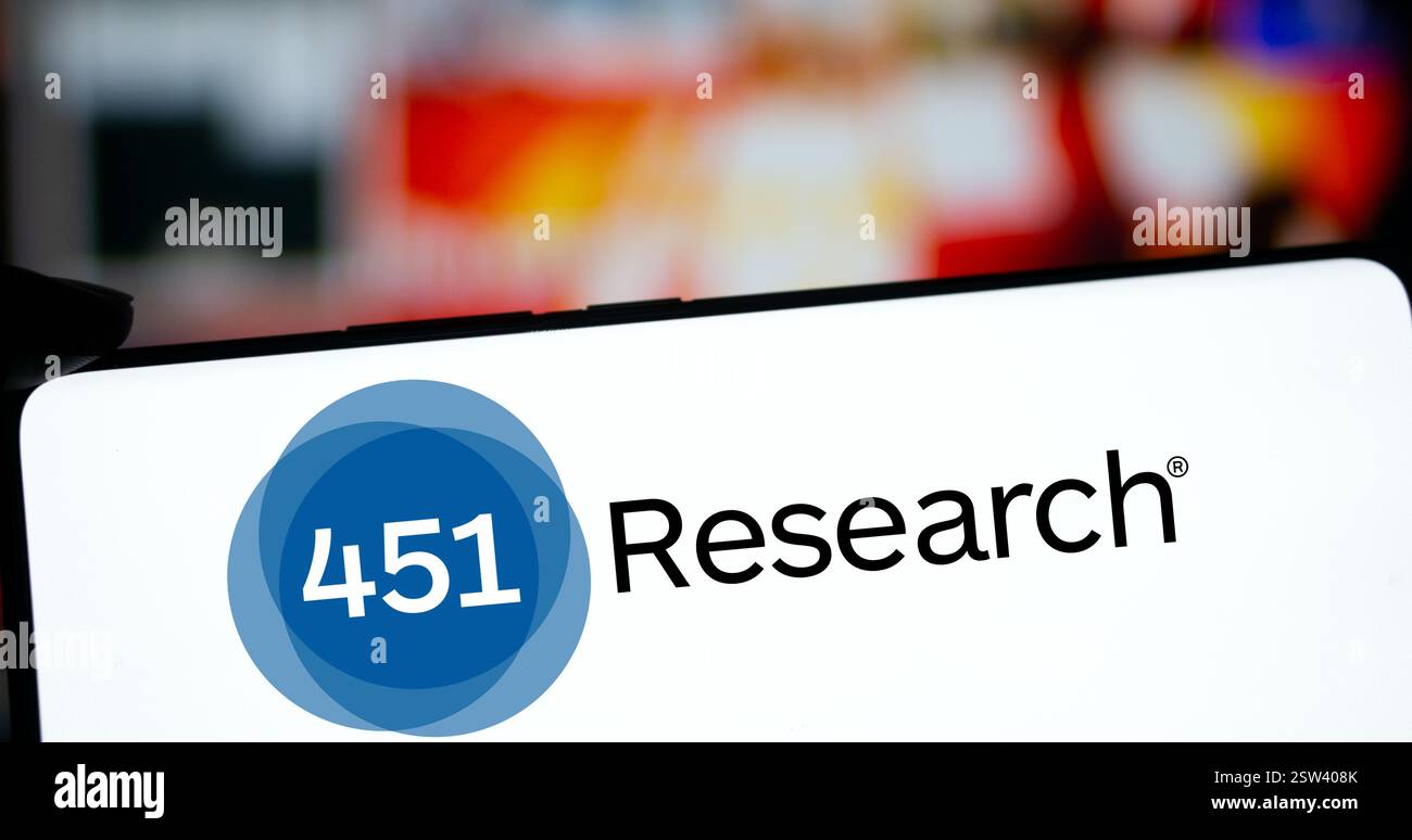 Dhaka, Bangladesh- 16 Sep 2024: 451 Research logo is displayed on smartphone. 451 Research is a ...