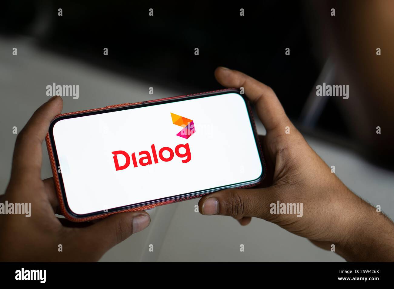 Dhaka, bangladesh- 18 Sep 2024: Dialog logo is displayed on smartphone ...