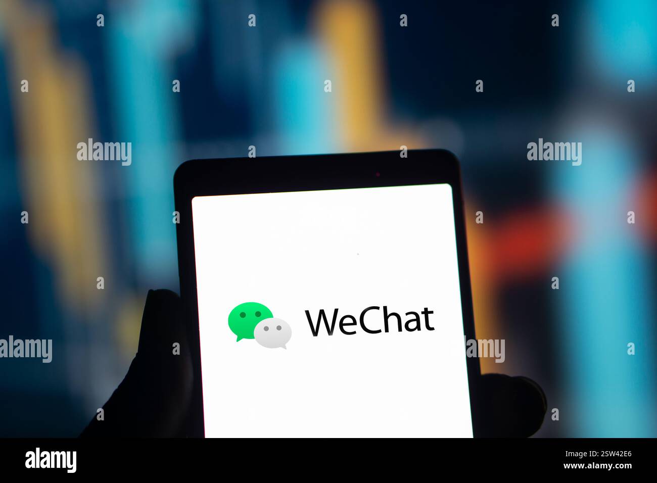 Dhaka, bangladesh- 18 Sep 2024: WeChat logo is displayed on smartphone ...
