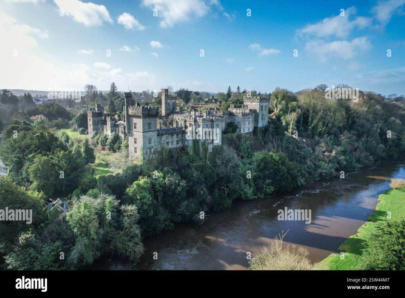 Aerial view of Lismore Castle, Ireland, showcasing its stunning Gothic ...