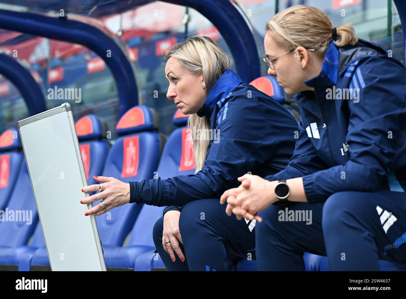 Head Coach Elisabet Gunnarsdottir of Belgium and Assistant coach Brett ...