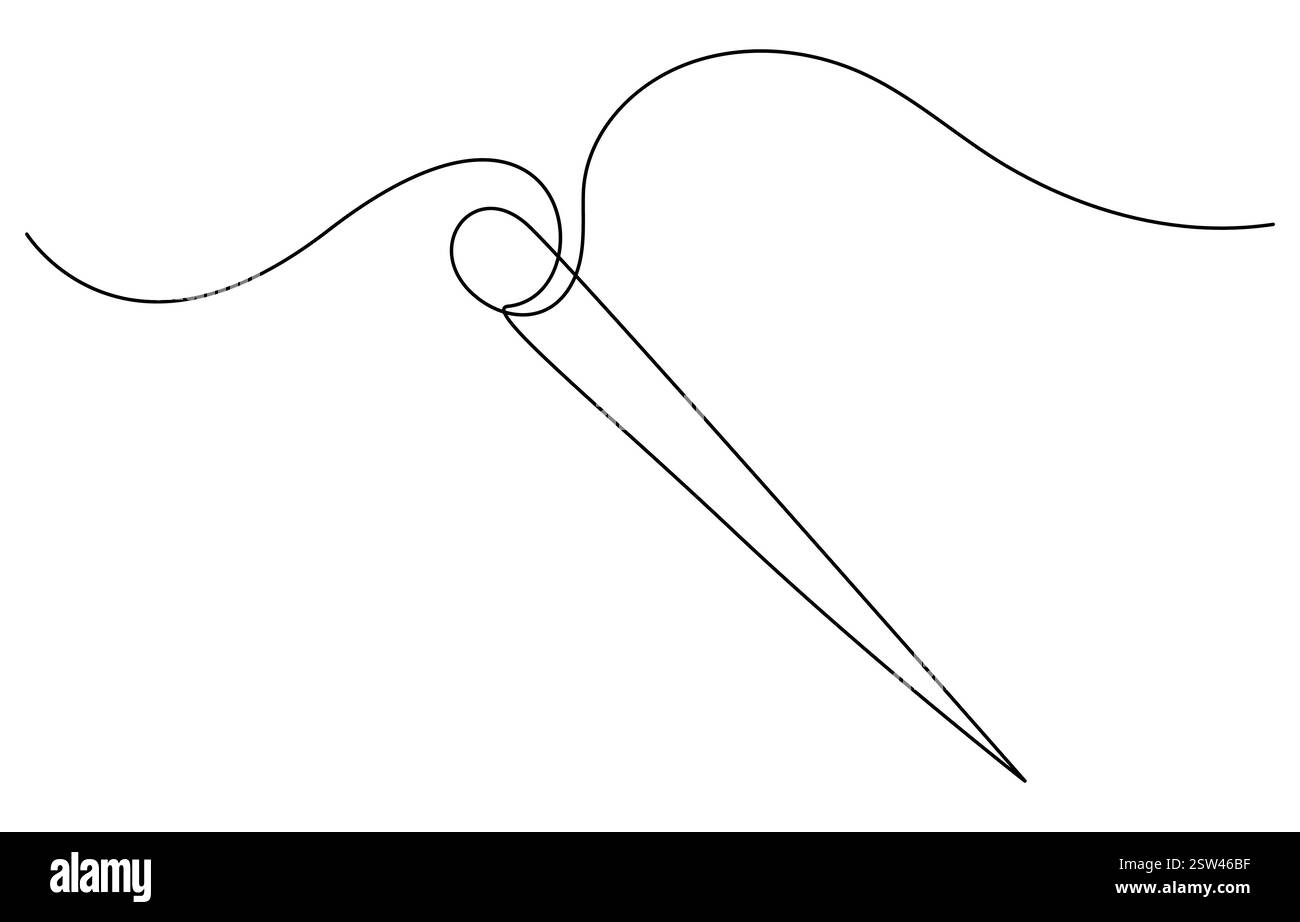 Sewing needle continuous one line art vector illustration design Stock ...
