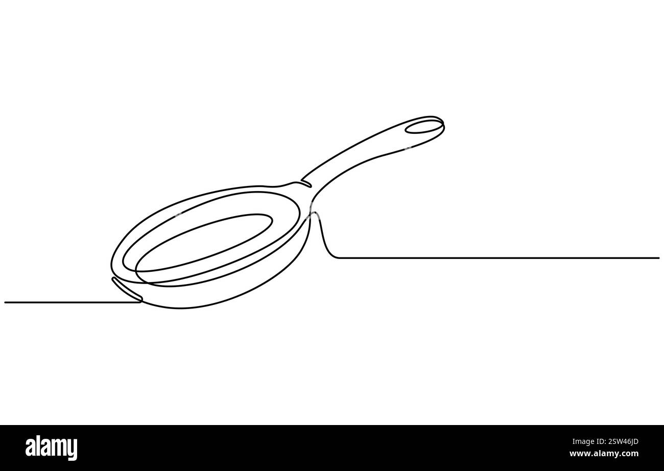 one continuous line drawing of big pan isolated on white background ...