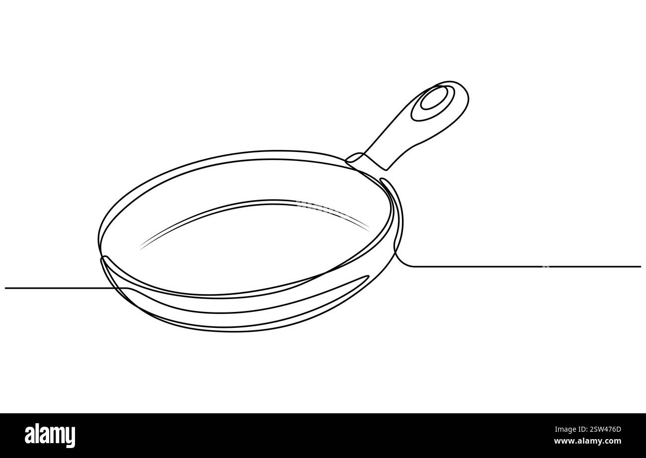 one continuous line drawing of big pan isolated on white background ...