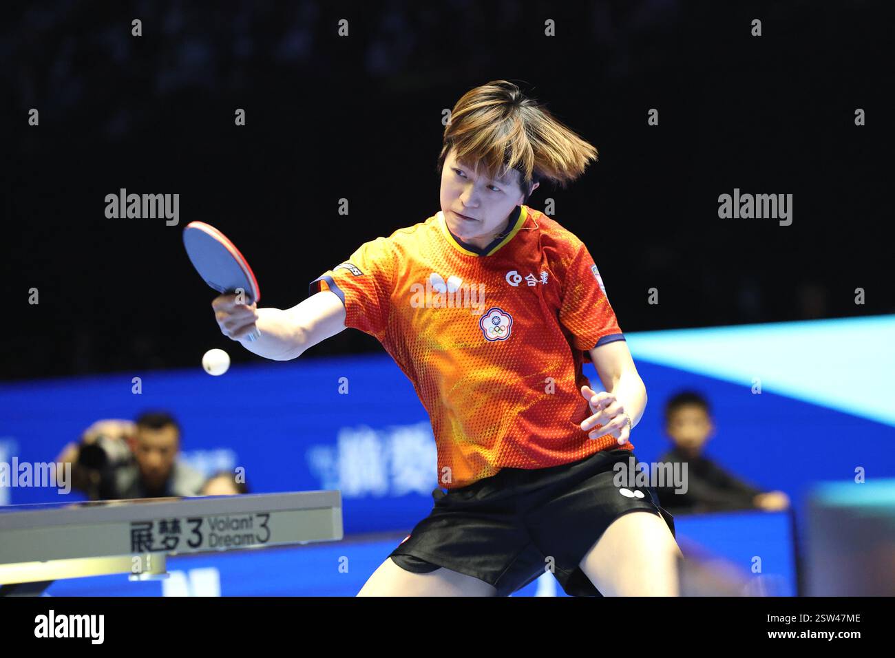 Shenzhen, China's Guangdong Province. 20th Feb, 2025. Huang Yi-Hua of Chinese Taipei hits a ...