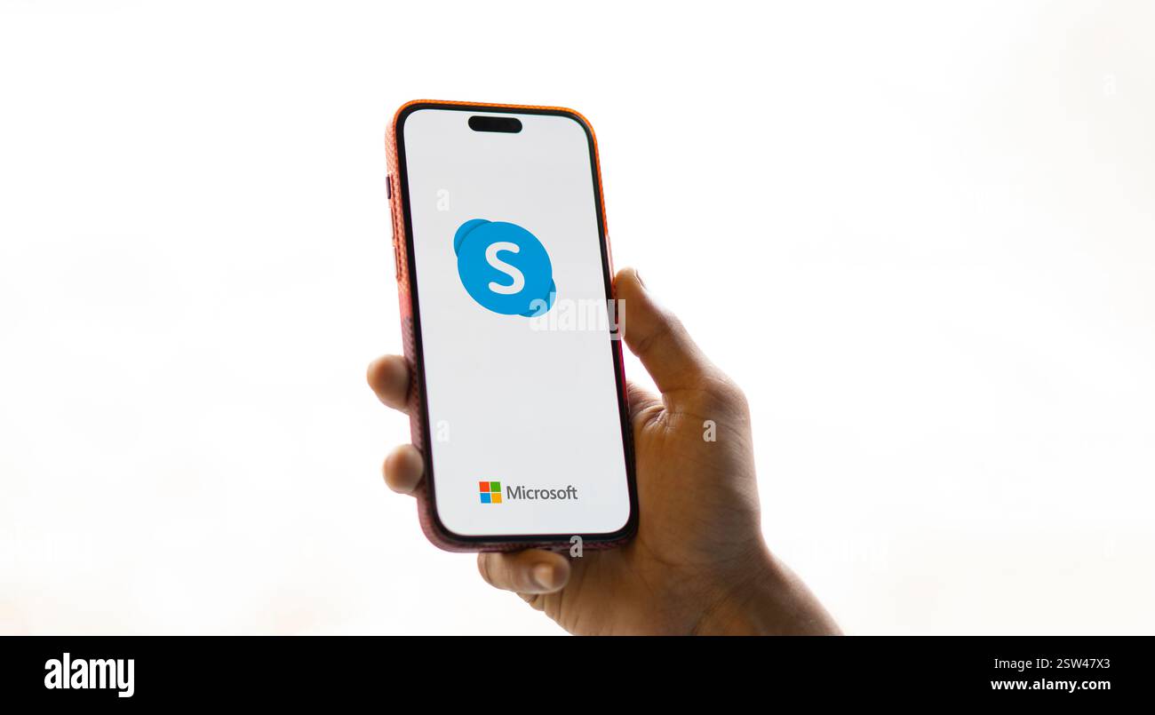 Dhaka, Bangladesh- 19 Sep 2024: Microsoft Skype logo is displayed on ...