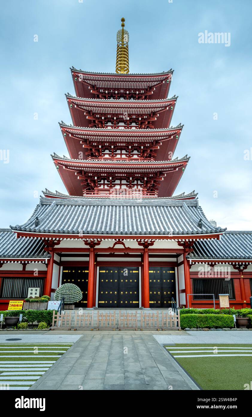 The five storey pagoda of Senso-ji temple in Tokyo Japan Stock Photo ...