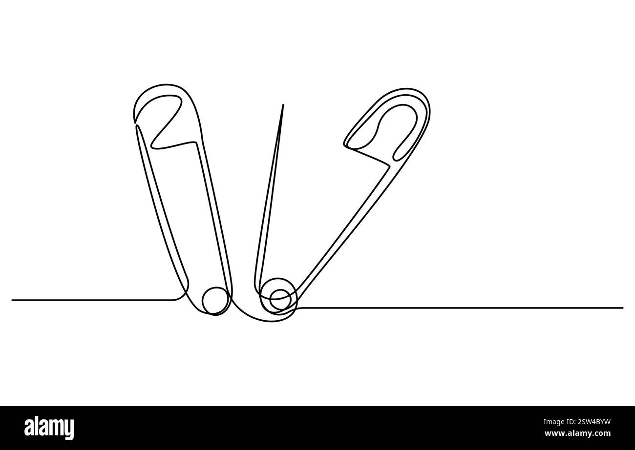 Continuous one line safety pin. Single line art safety pin Stock Vector Image & Art - Alamy