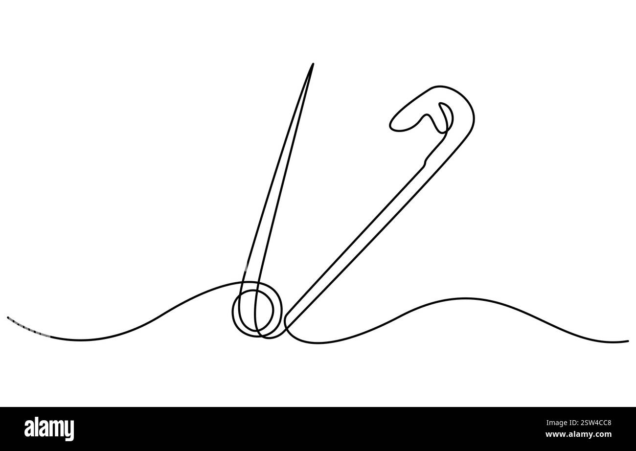 Continuous one line safety pin. Single line art safety pin Stock Vector ...