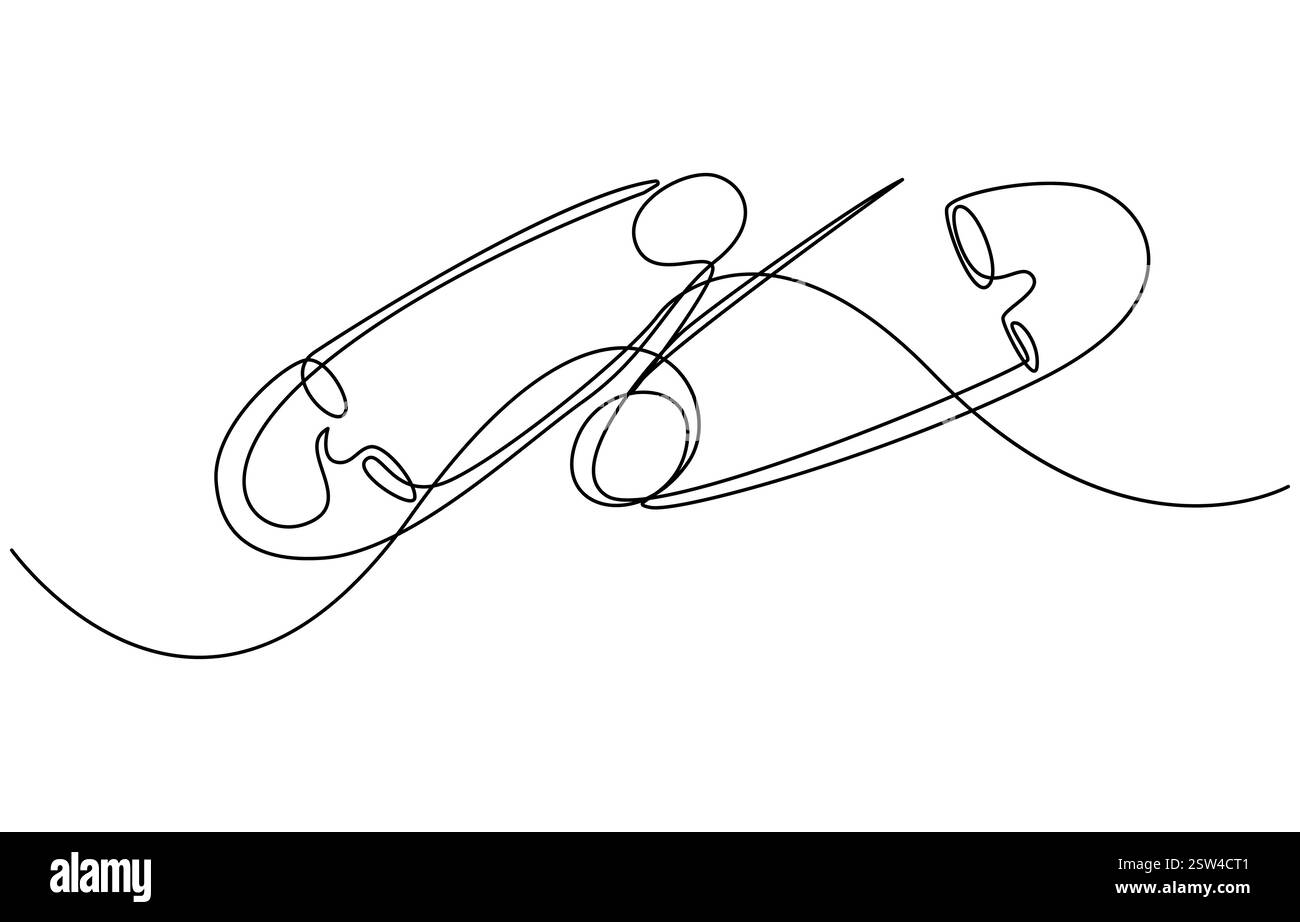 Continuous one line safety pin. Single line art safety pin Stock Vector ...