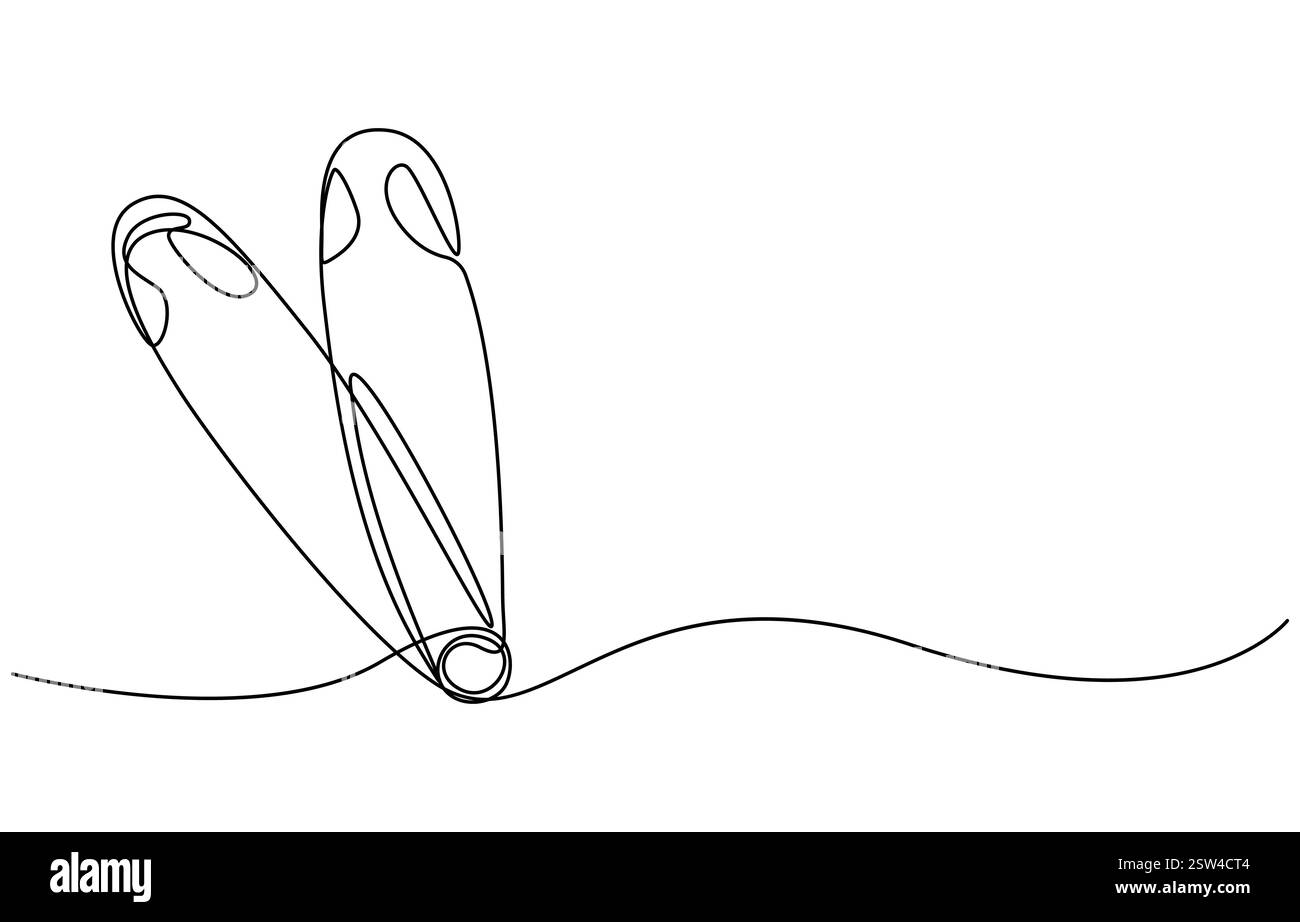 Continuous one line safety pin. Single line art safety pin Stock Vector ...