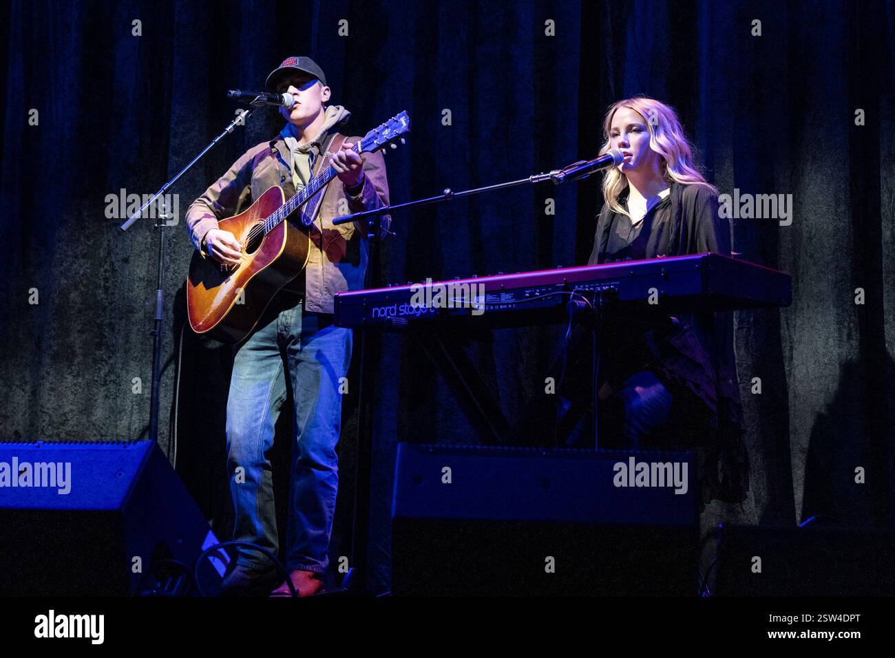 Sam Barber, left, and Avery Anna perform during Country Radio Seminar ...