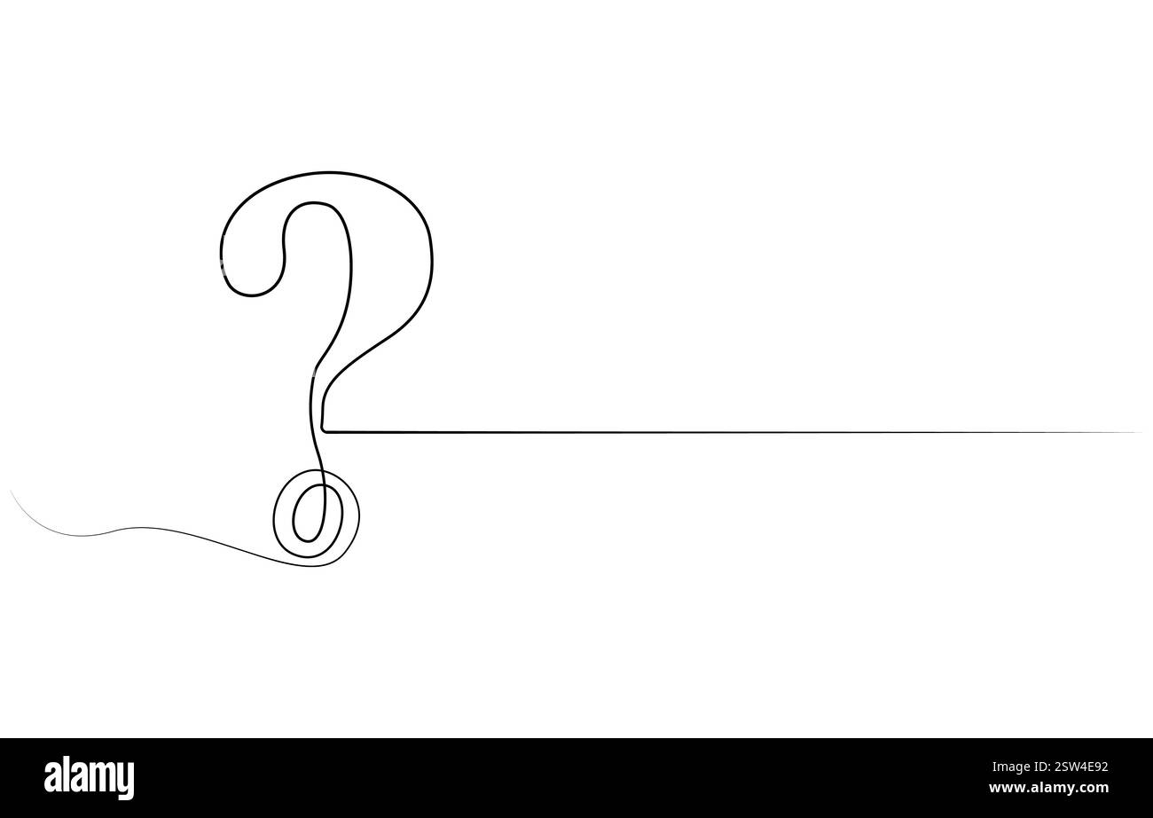 Question mark one line art, hand drawn asking sign, idea continuous ...