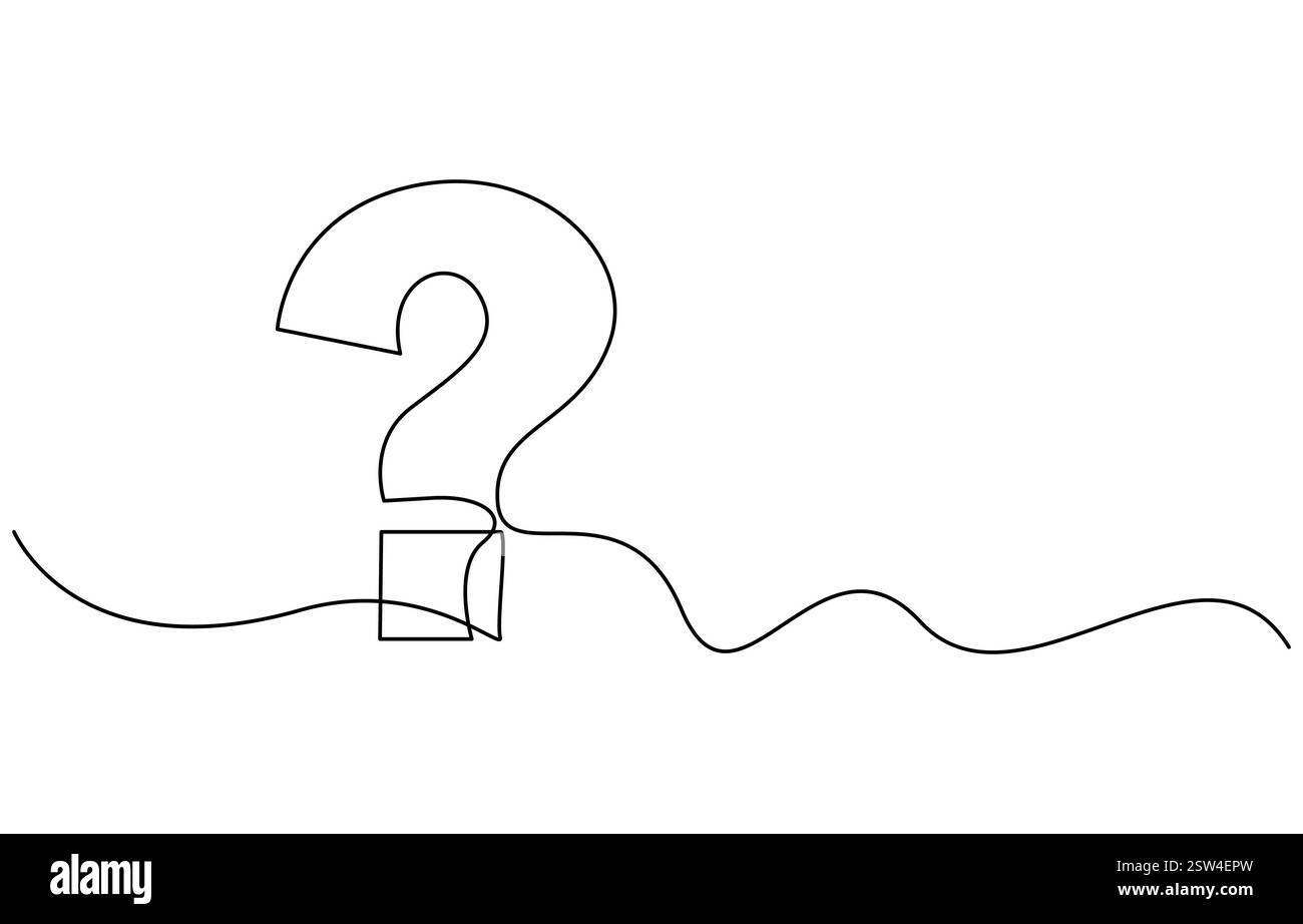 Question mark one line art, hand drawn asking sign, idea continuous ...