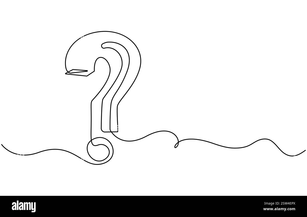 Question mark one line art, hand drawn asking sign, idea continuous ...