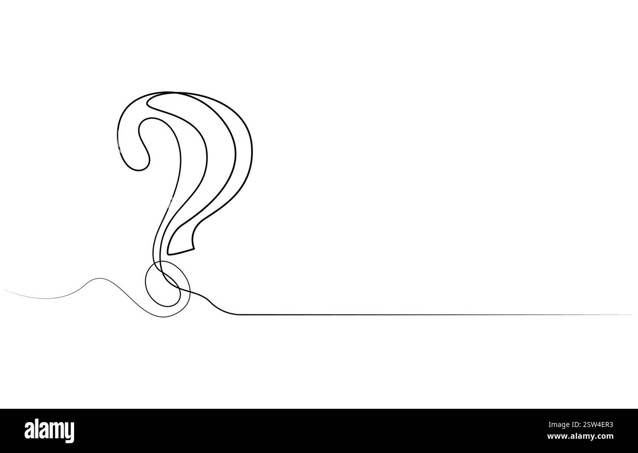 Question mark one line art, hand drawn asking sign, idea continuous ...