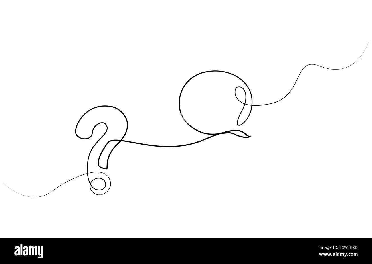 Question mark one line art, hand drawn asking sign, idea continuous ...