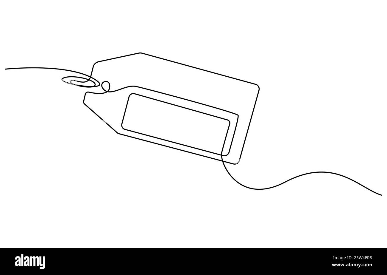 Red blank prize tag continuous one line drawing vector illustration ...