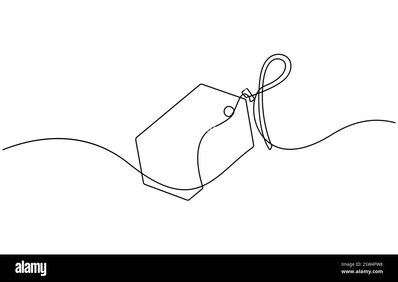 Red blank prize tag continuous one line drawing vector illustration ...