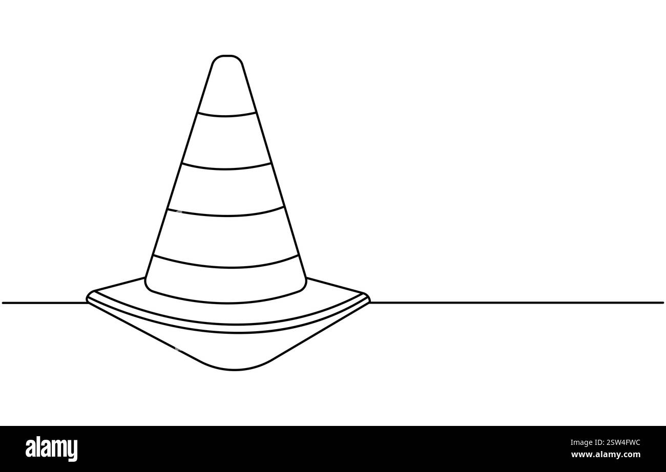 continuous line vector illustration design traffic cone, Road cone ...