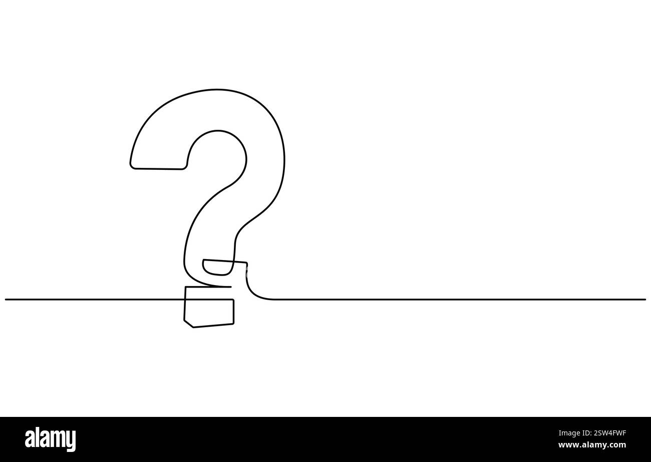 Question mark one line art, hand drawn asking sign, idea continuous ...