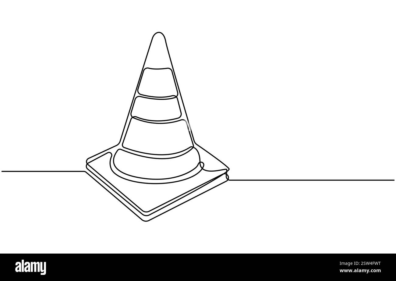 continuous line vector illustration design traffic cone, Road cone ...