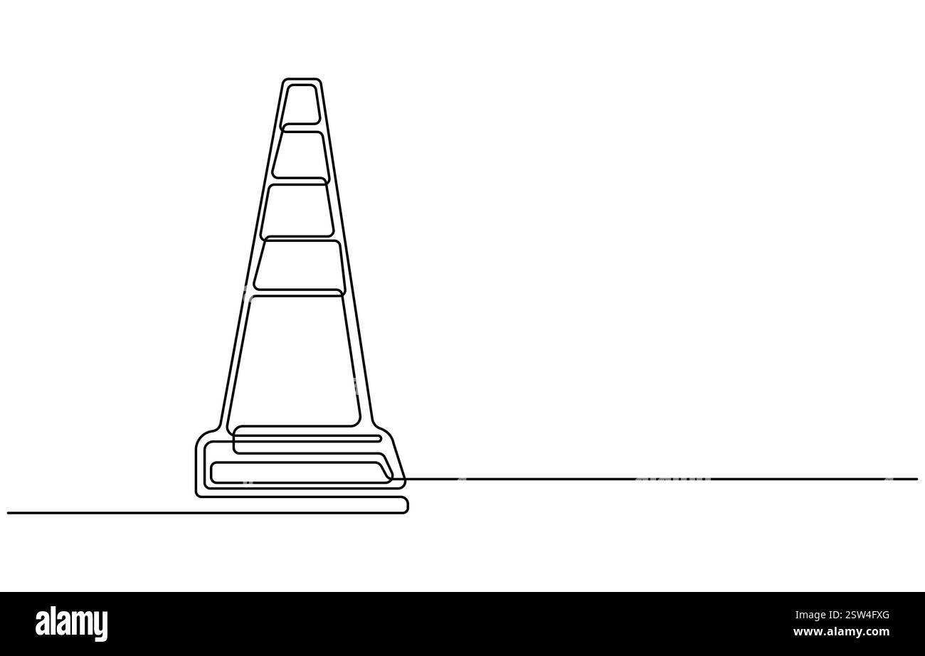 continuous line vector illustration design traffic cone, Road cone ...