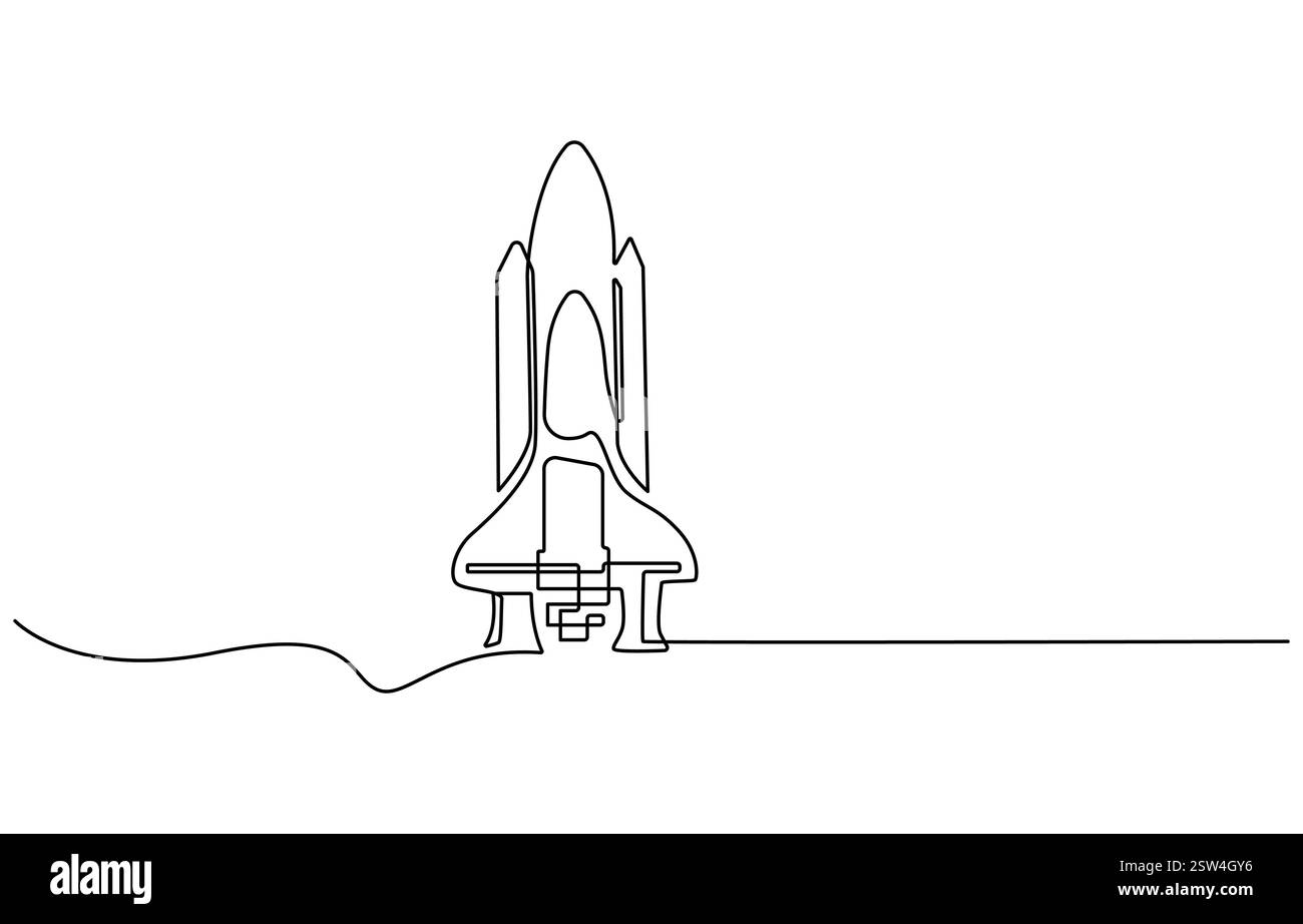 One line rocket space Black and White Stock Photos & Images - Alamy