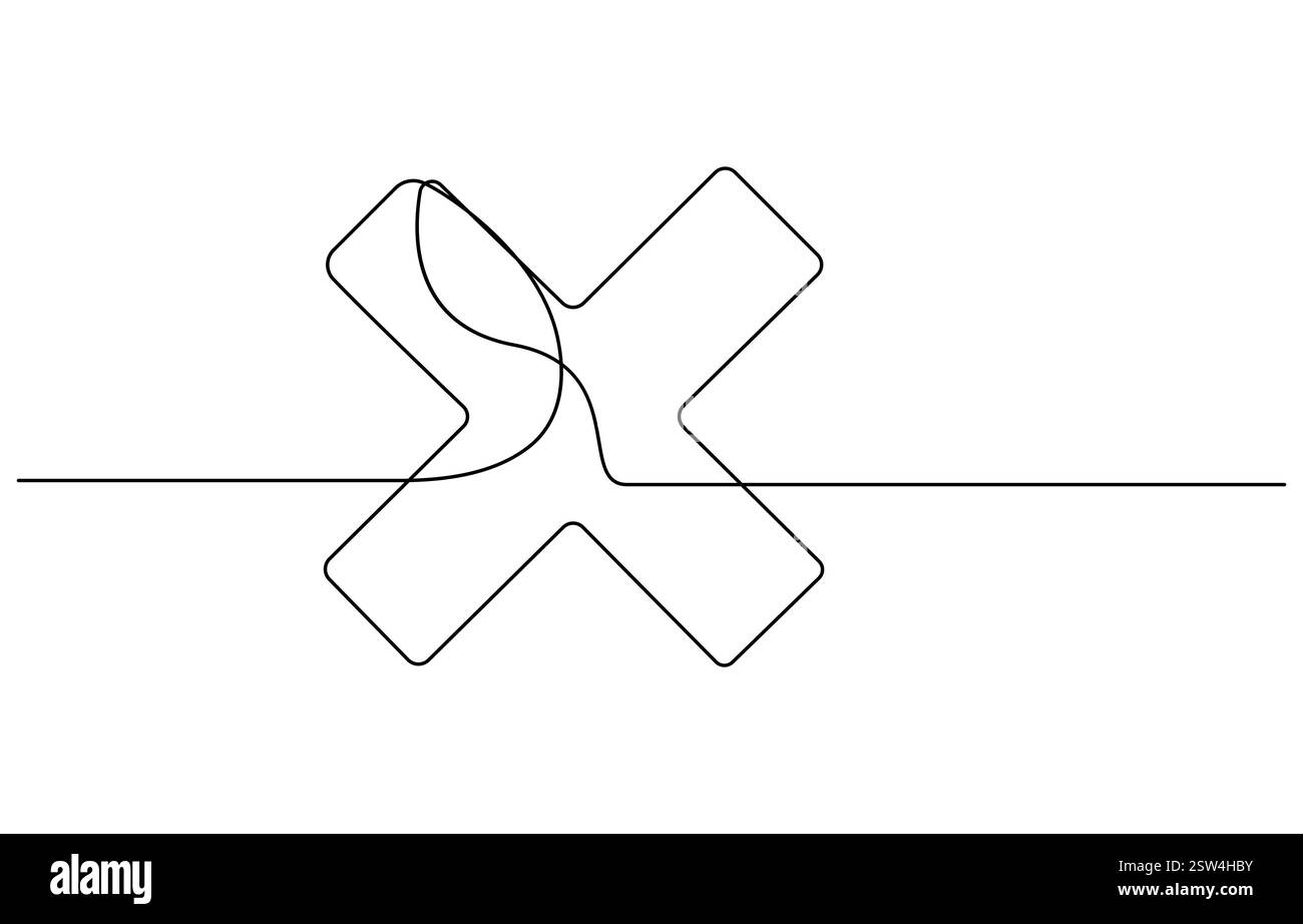 Continuous one line drawing Wrong Mark Stock Vector Image & Art - Alamy