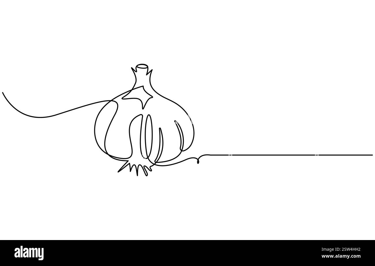Garlic vector illustration, background. One line drawing art ...