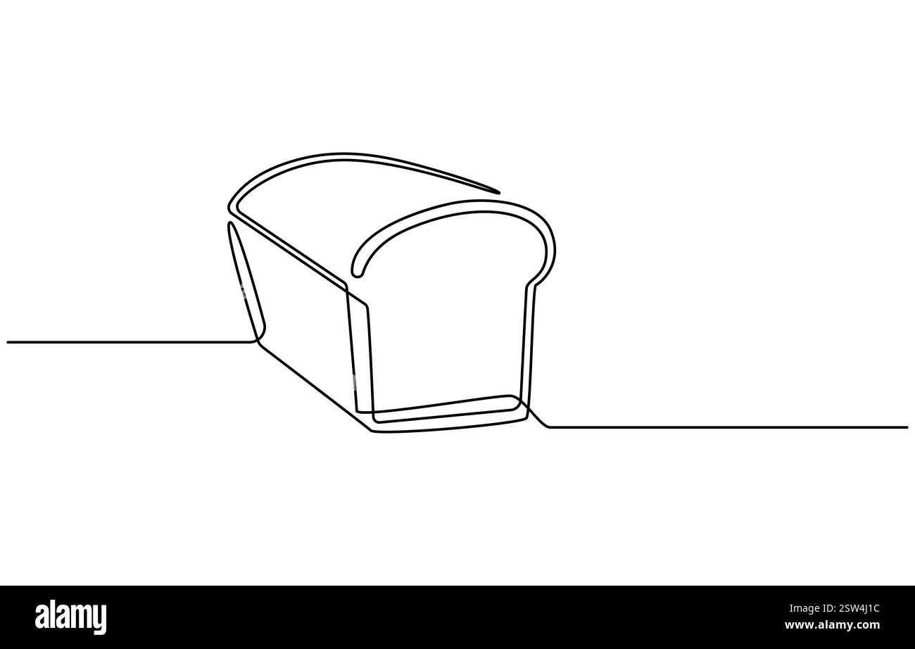 Continuous line art drawing Bread in the form of a baguette Long ...