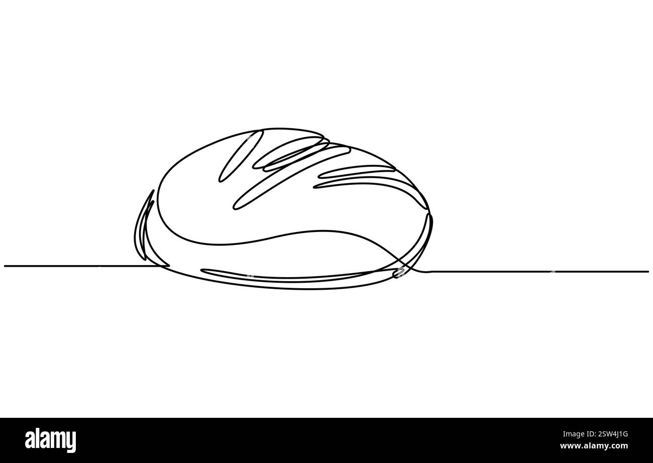 Continuous line art drawing Bread in the form of a baguette Long sandwich bread. One Continuous ...