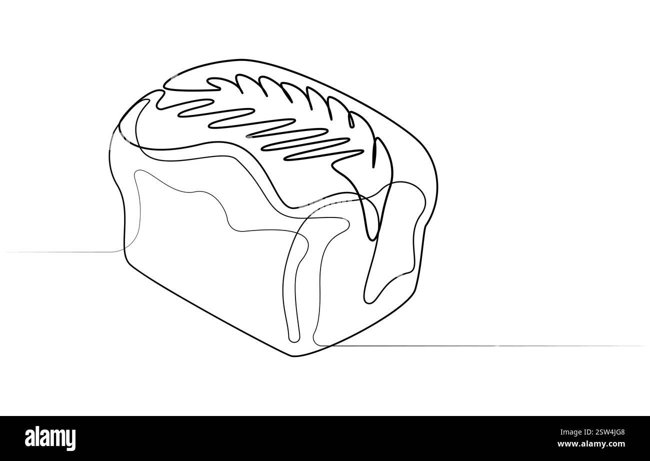 Continuous line art drawing Bread in the form of a baguette Long ...