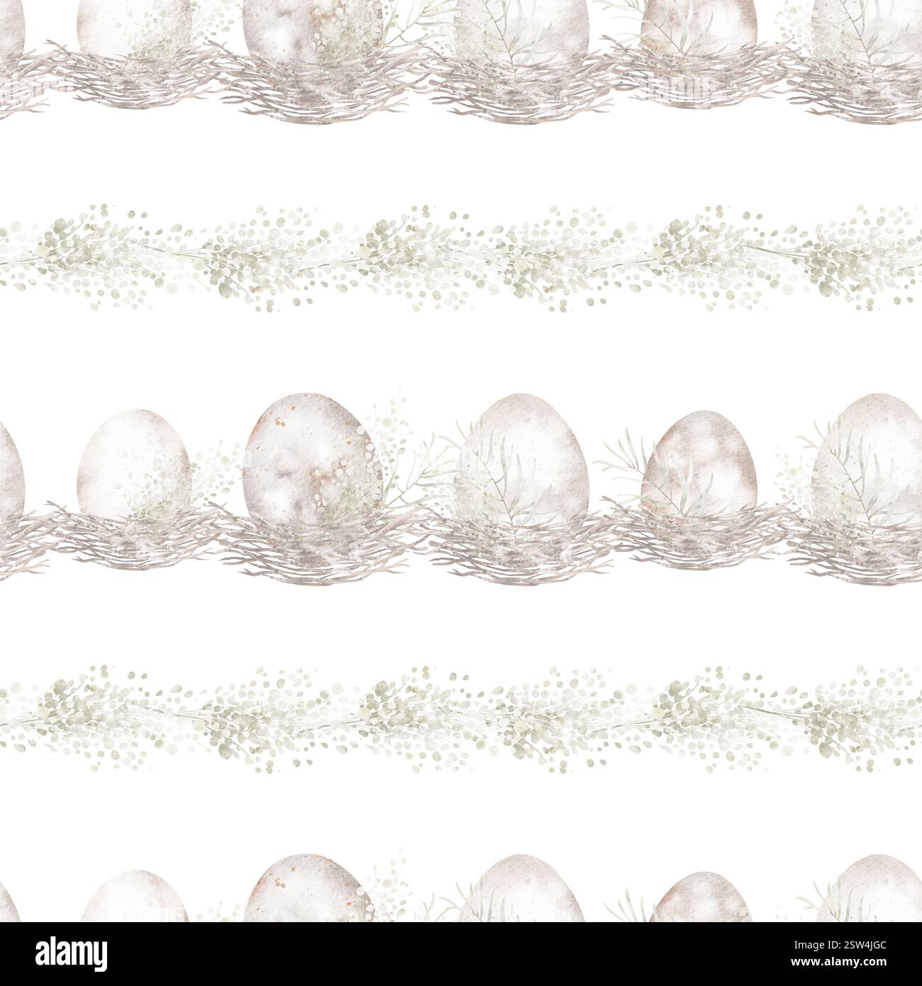 Nest with egg watercolor seamless Easter Pattern. Easter background ...