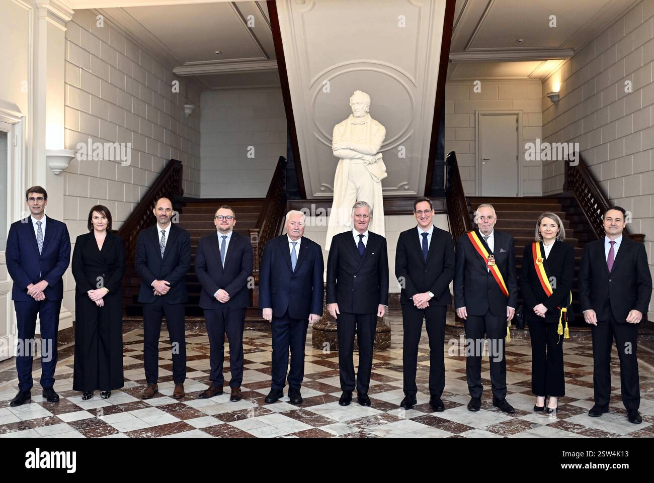 John Cockerill chairman of the board Bernard Serin (5L), King Philippe ...