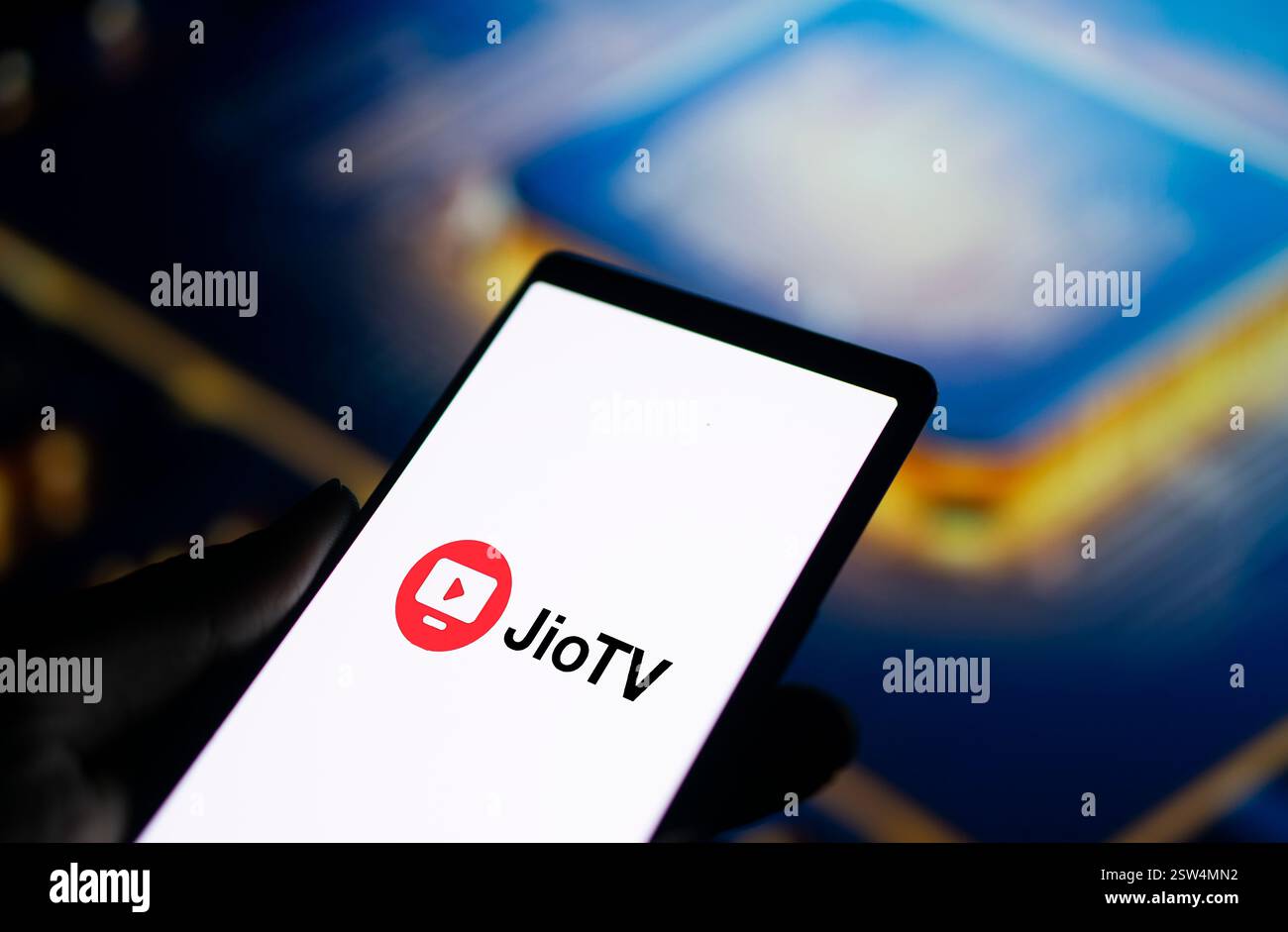 Dhaka, Bangladesh- 25 Sep 2024: Jio Tv logo is displayed on smartphone ...